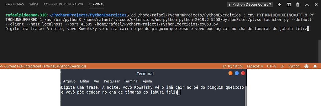Visual Studio Code não lê caracteres acentuados digitados no terminal ...