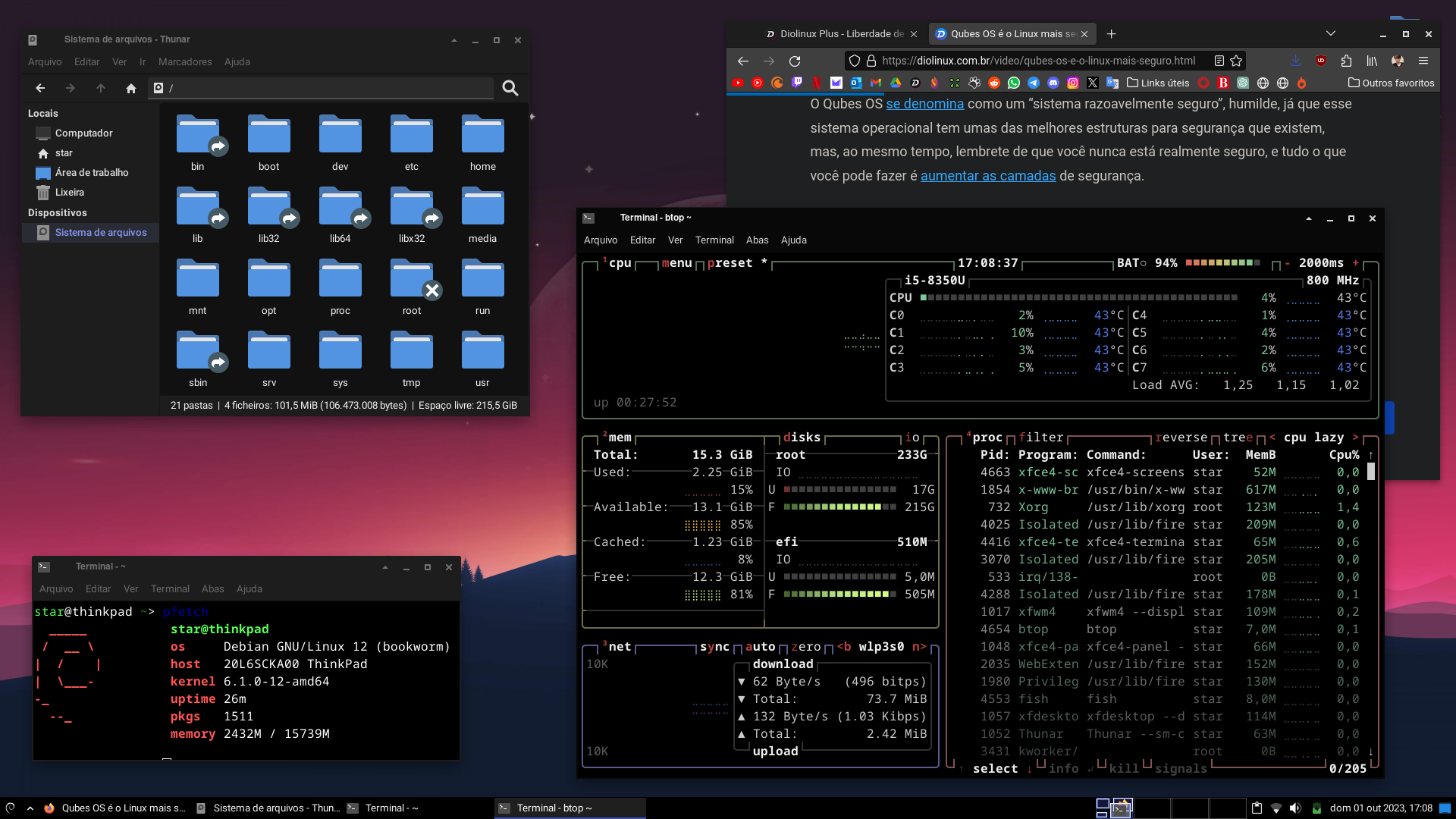 Debian Bookworm + Xfce - Minha Personalização - Diolinux Plus