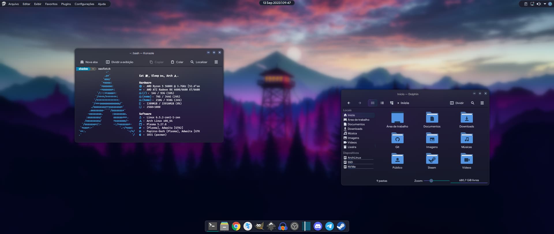 Finalmente de volta ao Arch KDE, tou meio enferrujado, mas acho que ...